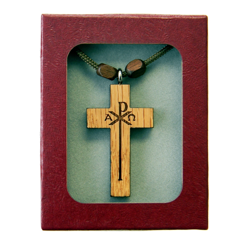 31A - Wooden cross, alpha and omega - Christian Wooden Art