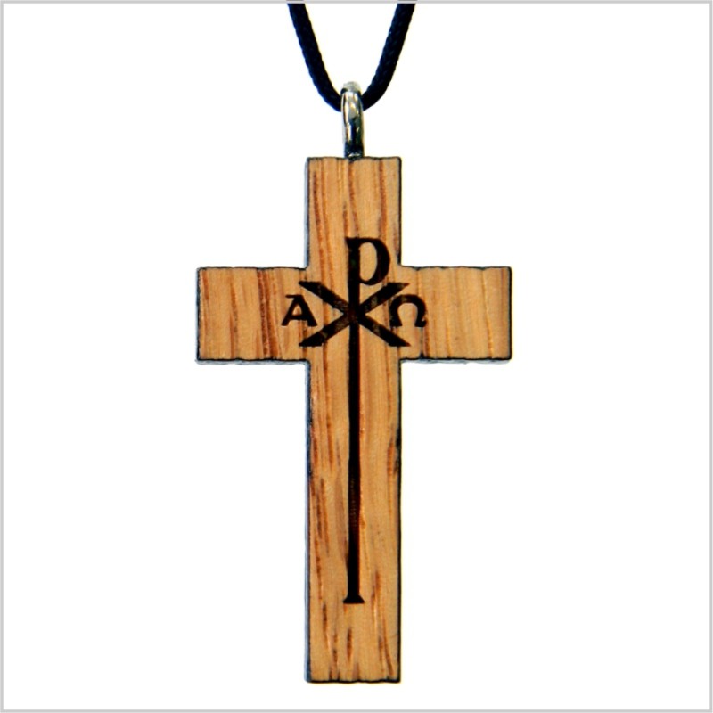 31A - Wooden cross, alpha and omega - Christian Wooden Art